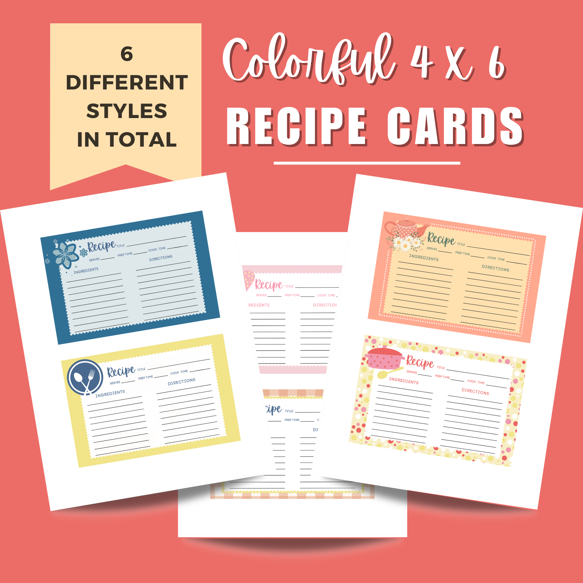 6 Attractive Styles of Printable 4 x 6 Recipe Cards – Joyful Homemaking