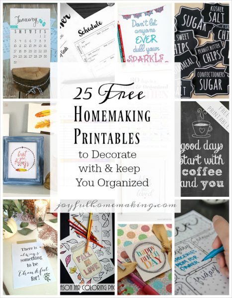 25 Free Homemaking Printables – Joyful Homemaking