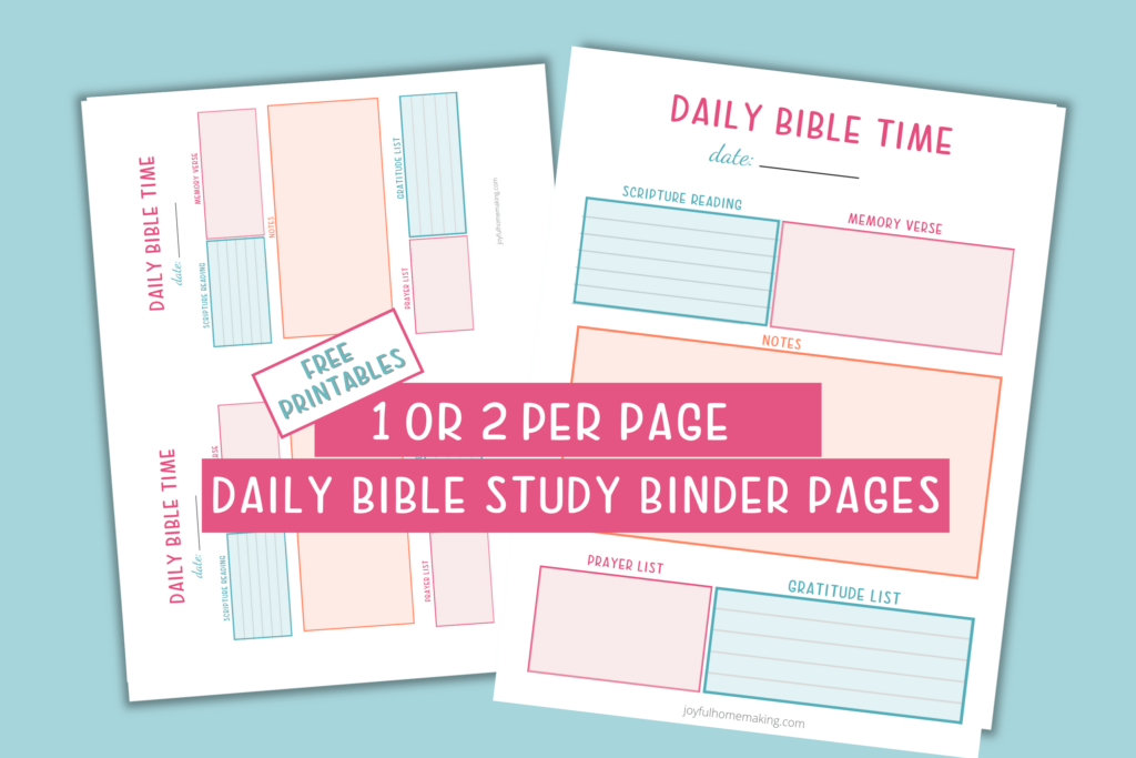 Printable Daily Bible Study binder Page – Joyful Homemaking
